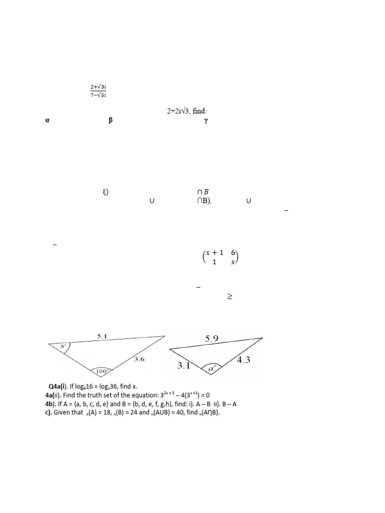 Math 111 Algebra & Trigonometry Assignment | PDF