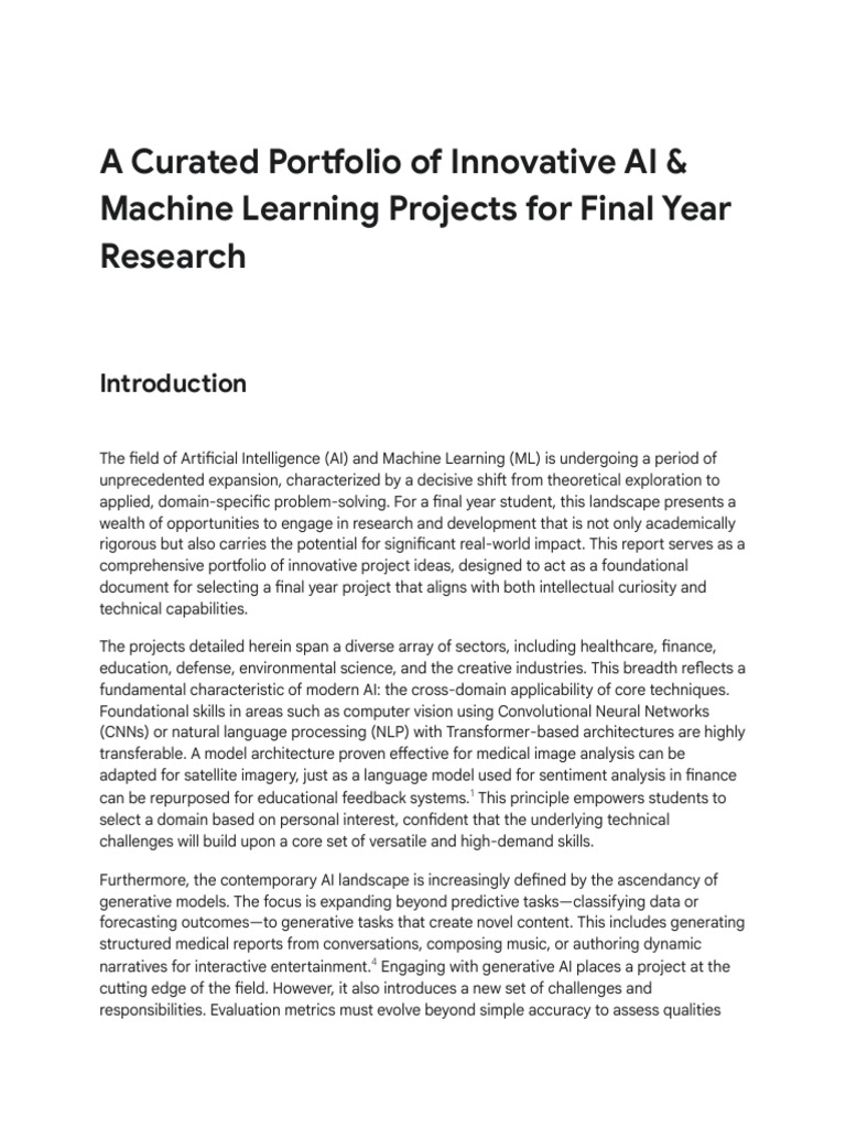 Innovative AI/ML Projects for Students | PDF | Artificial Intelligence ...