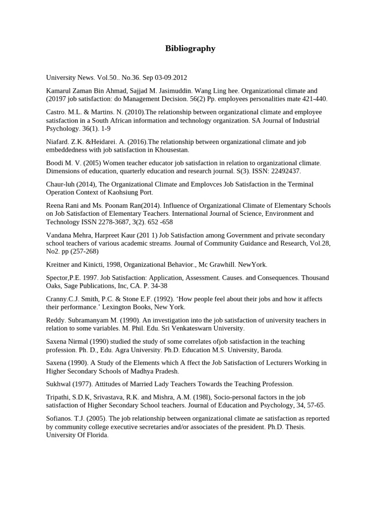 Appendix and Bibliography | PDF | Job Satisfaction | Teaching