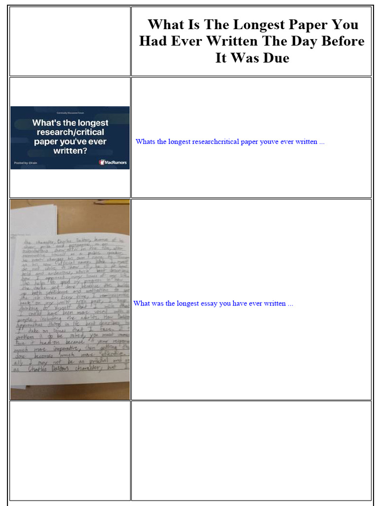 What is the Longest Paper You Had Ever Written the Day Before It Was ...