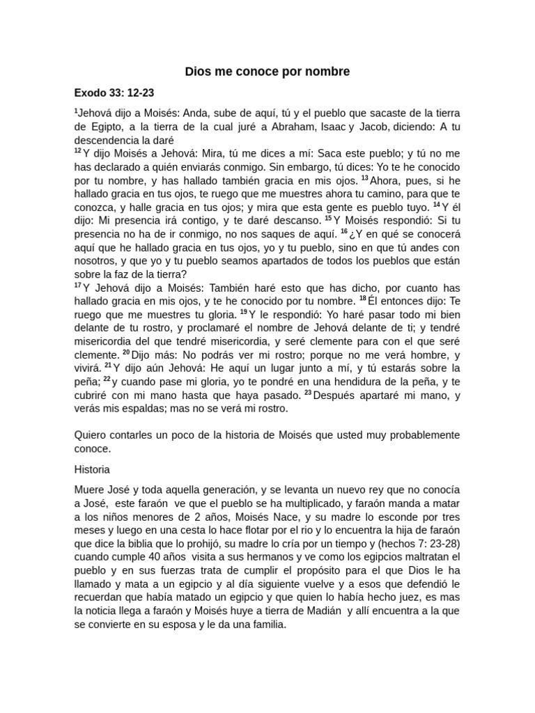 La Intimidad de Dios con Moisés | PDF | Moisés | Libro del éxodo