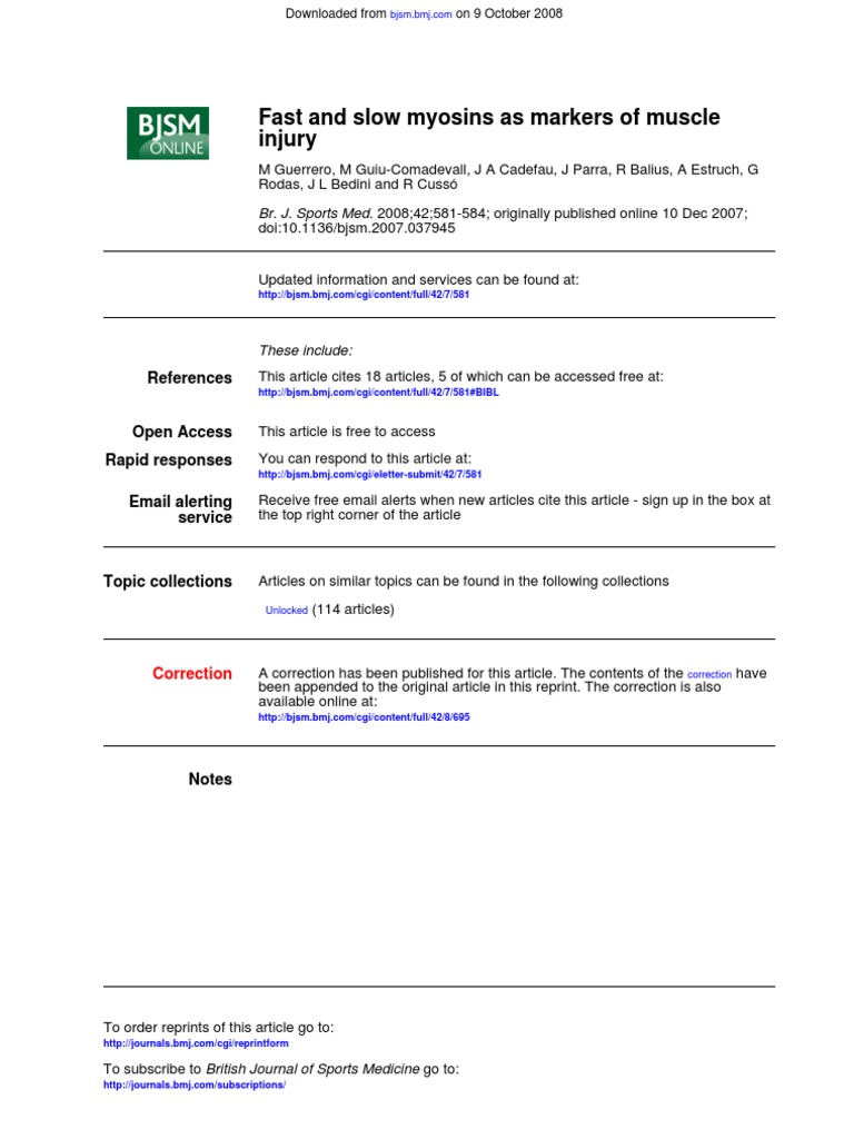 Markers of Muscle Injury | PDF | Skeletal Muscle | Muscle