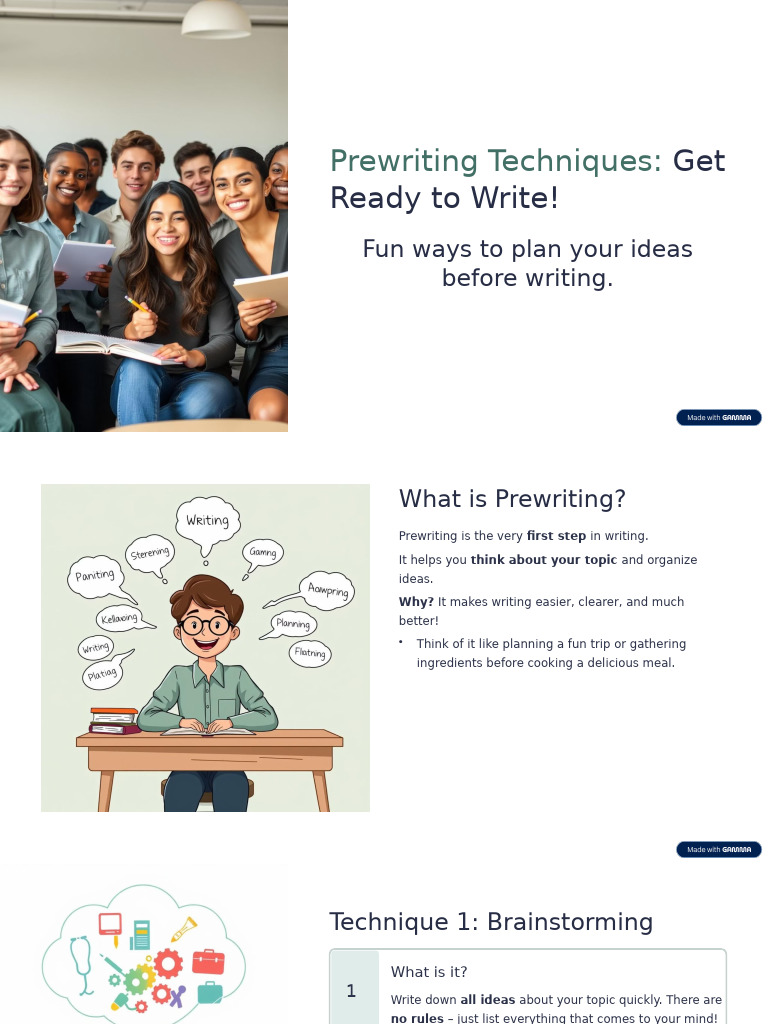 Prewriting Techniques Get Ready To Write | PDF | Human Communication ...