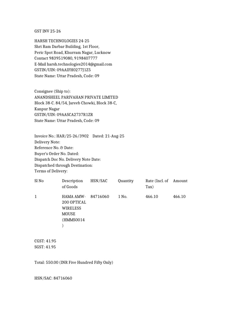 Wireless Mouse Invoice | PDF