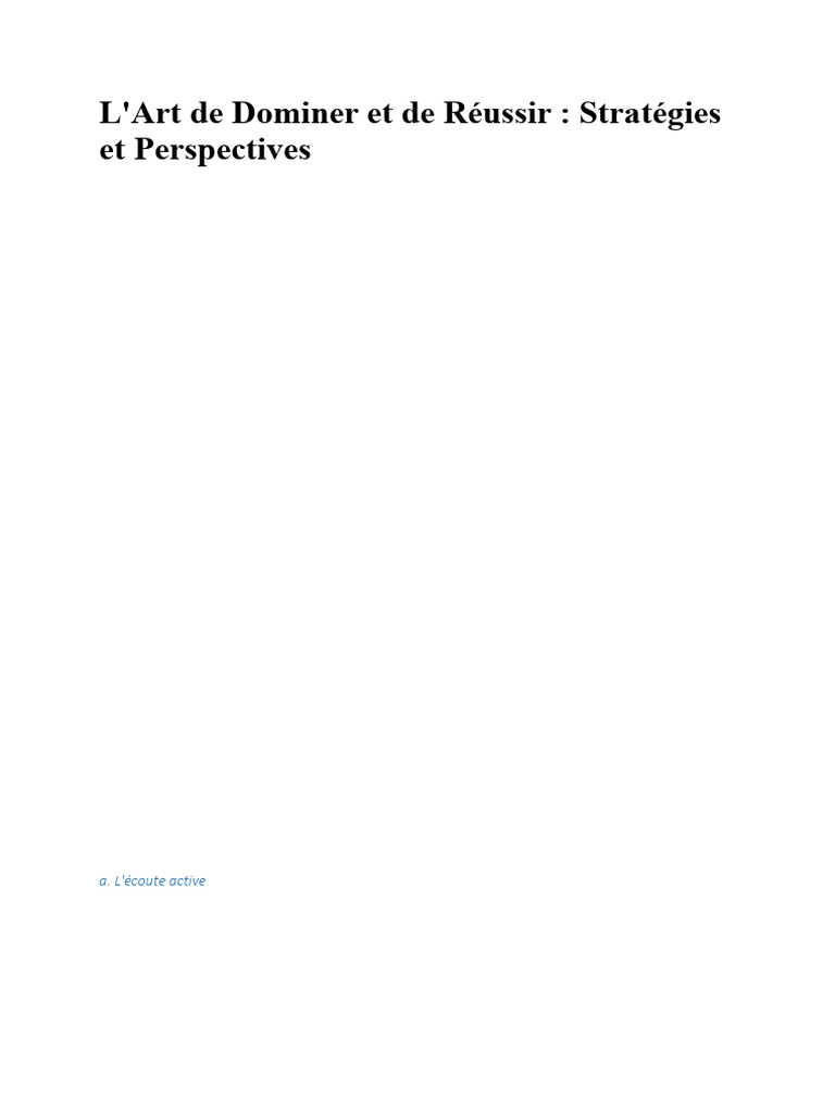 Dominer et Réussir : Stratégies Clés | PDF | Direction | Environnement ...