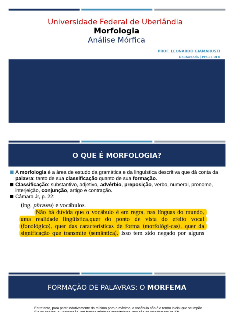 morfologia ufu 2025 | PDF | Palavra | Mecânica da linguagem