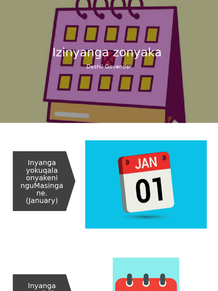 Izinyanga Zonyaka: Months in Zulu | PDF