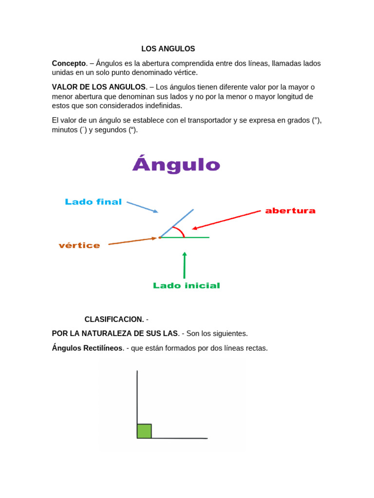 Tipos y Clasificación de Ángulos | PDF