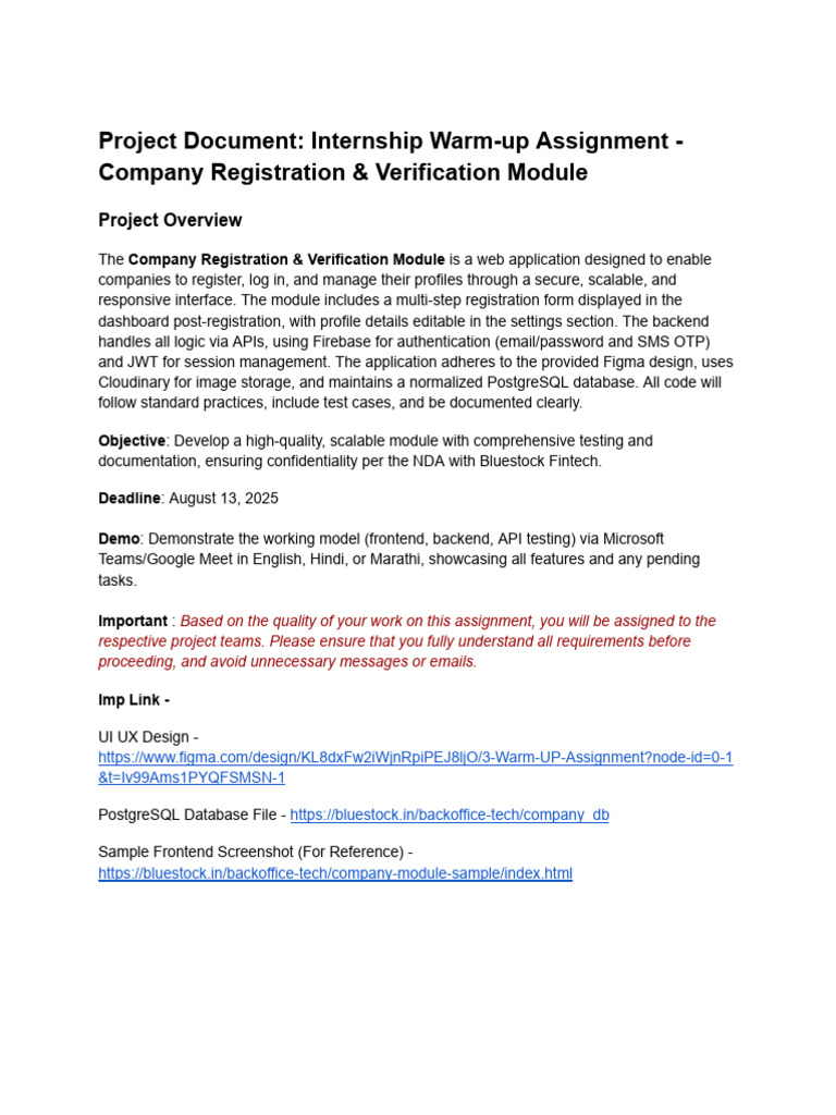 Internship Warm-up: Company Module Overview | PDF | Databases | Postgre Sql