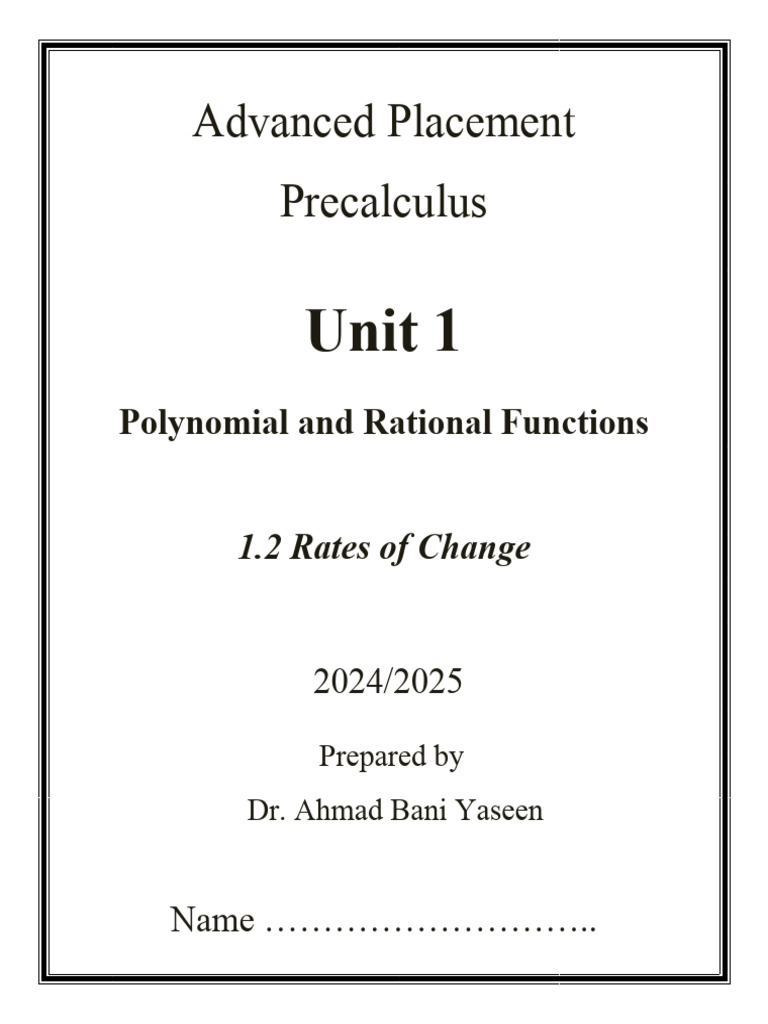 AP Precalculus: Rates of Change 1.2 | PDF | Derivative | Function ...