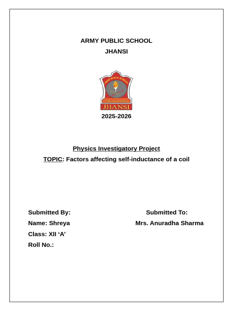 PHYSICS Investigatory Project - Final | PDF | Inductor | Inductance