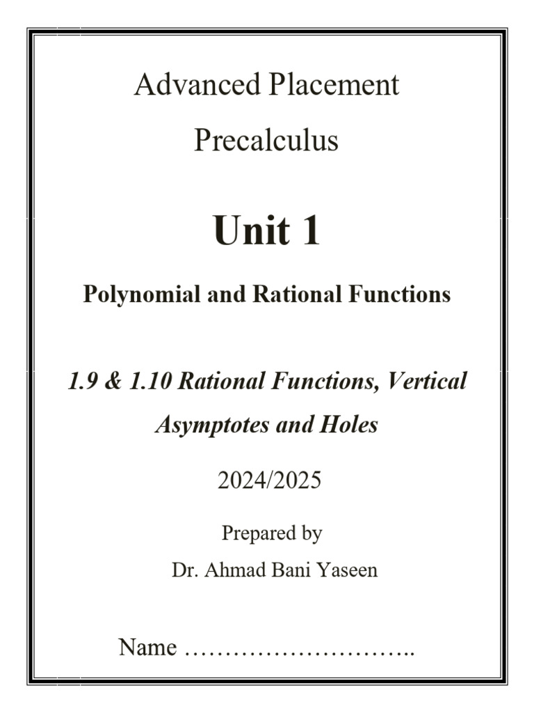 (3D Academy) AP Precalculus 1.9-1.10 (S) | PDF