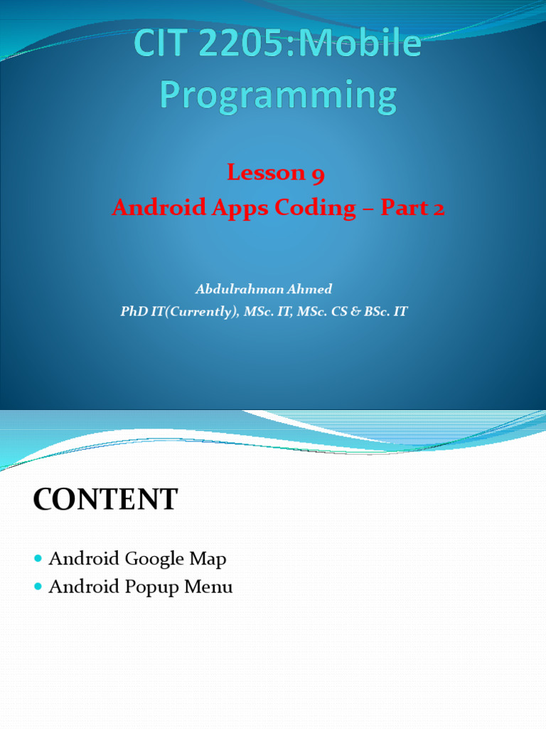 Android Apps: Google Maps & Popup Menu | PDF | Android (Operating ...