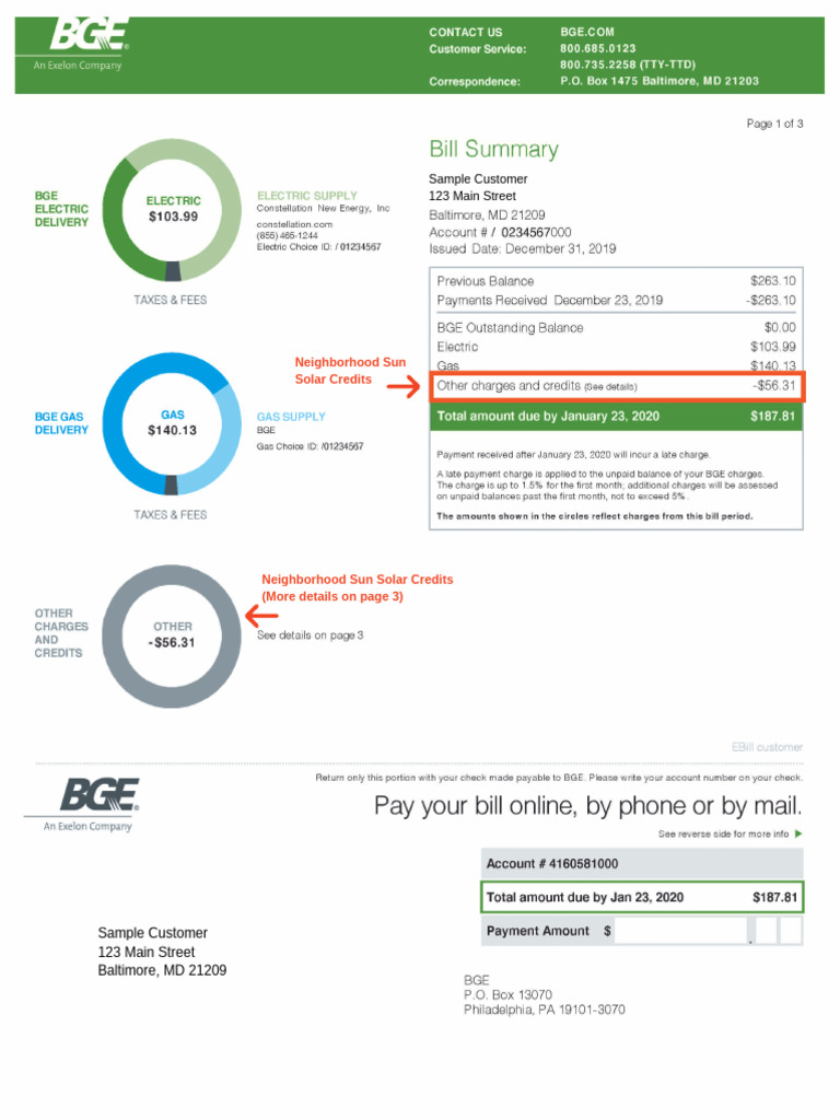 Sample Community Solar BGE Bill | PDF