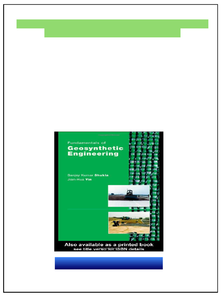 Fundamentals of Geosynthetic Engineering 1st Edition Sanjay Kumar ...
