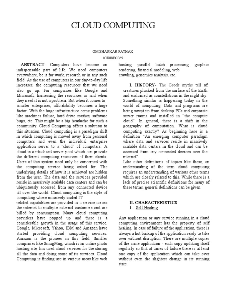 Cloud Computing: ABSTRACT-Computers Have Become An | PDF | Cloud ...