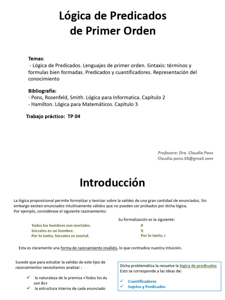 LEIA 2021 Clase 05lgica de Predicados Sintaxis | PDF | Lógica de primer ...