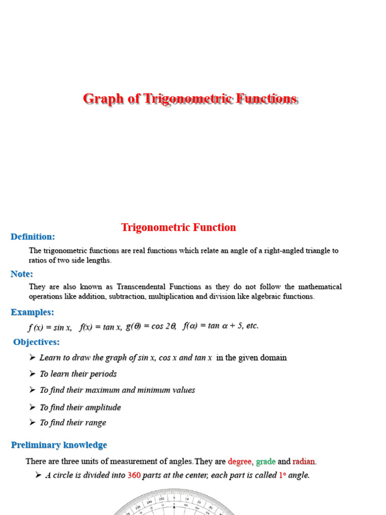 Class XI Maths Ch. 3 Trig. Function | PDF | Circle | Angle