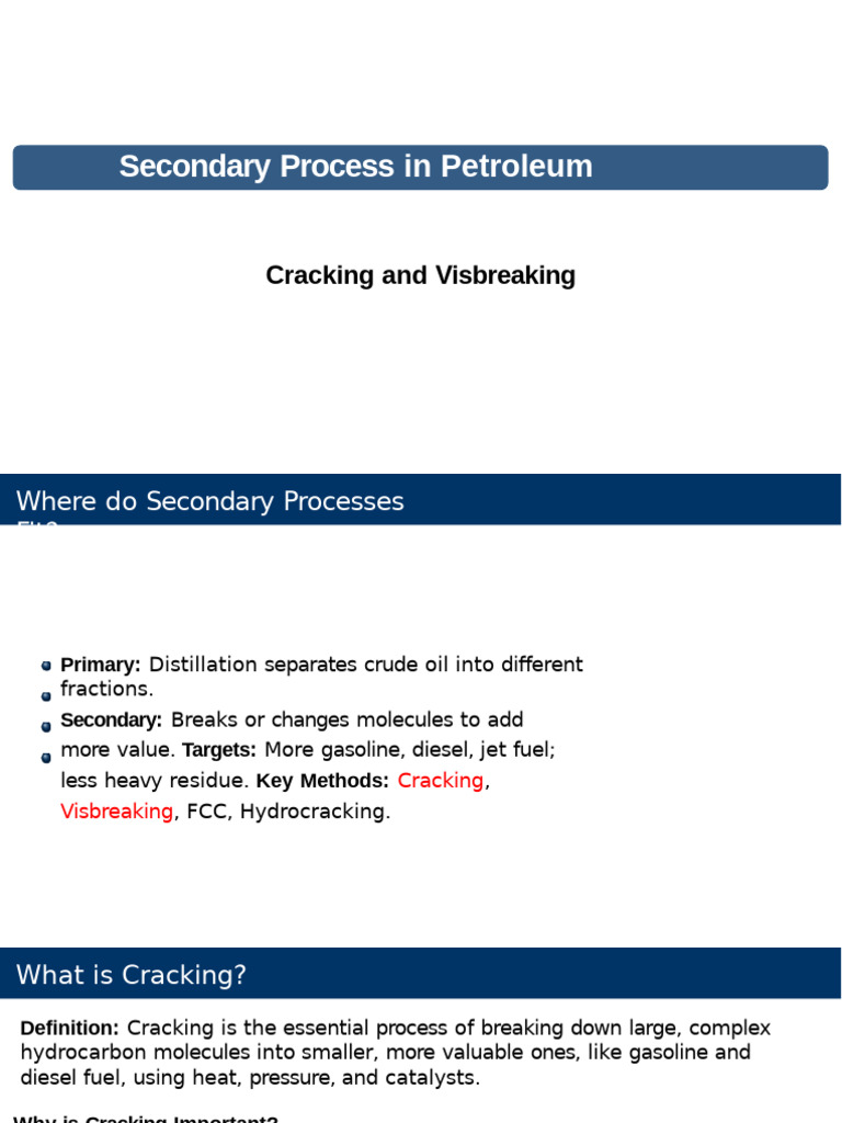 Secondary Processes in Petroleum Refining | PDF | Cracking (Chemistry ...