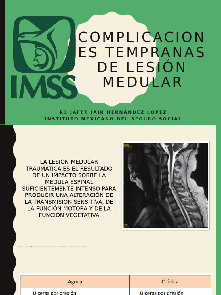 Complicaciones tempranas de lesión medular | PDF | Lesión de la médula ...