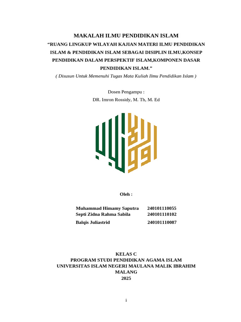 Ruang Lingkup Ilmu Pendidikan Islam | PDF