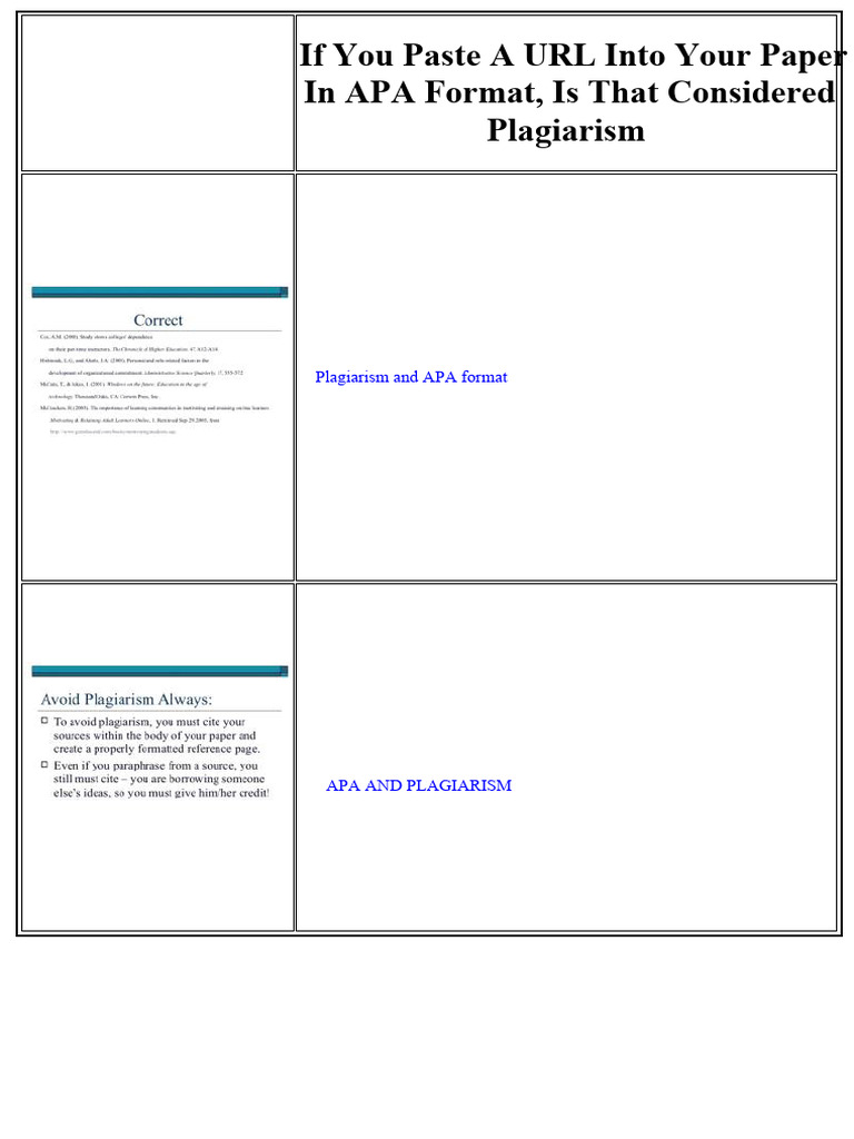 If You Paste A URL Into Your Paper in APA Format Is That Considered Plagiarism | PDF | Apa Style ...