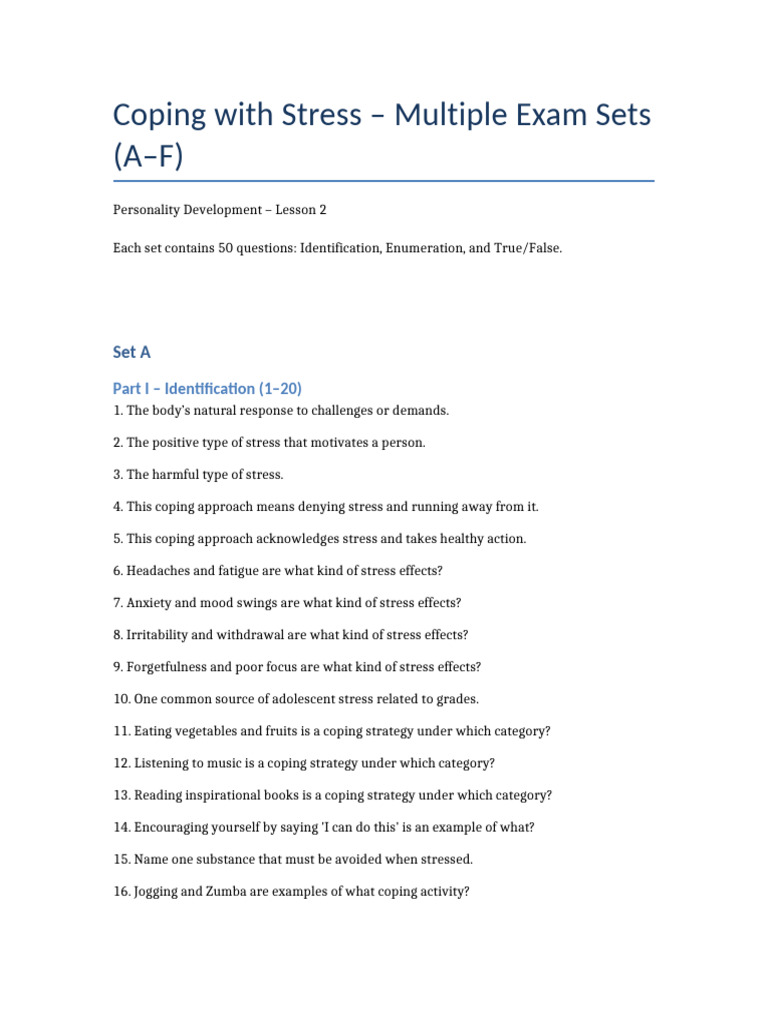 Stress Coping Strategies for Students | PDF | Stress (Biology) | Anxiety