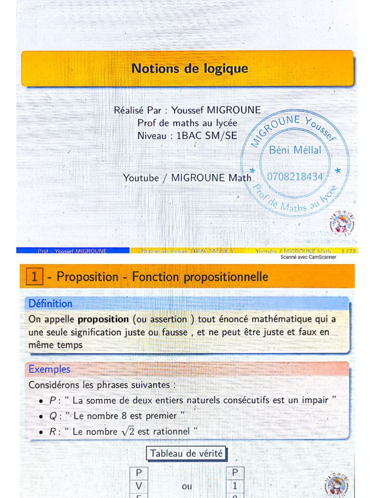 Notions de Logique 1bac SM-SE | PDF