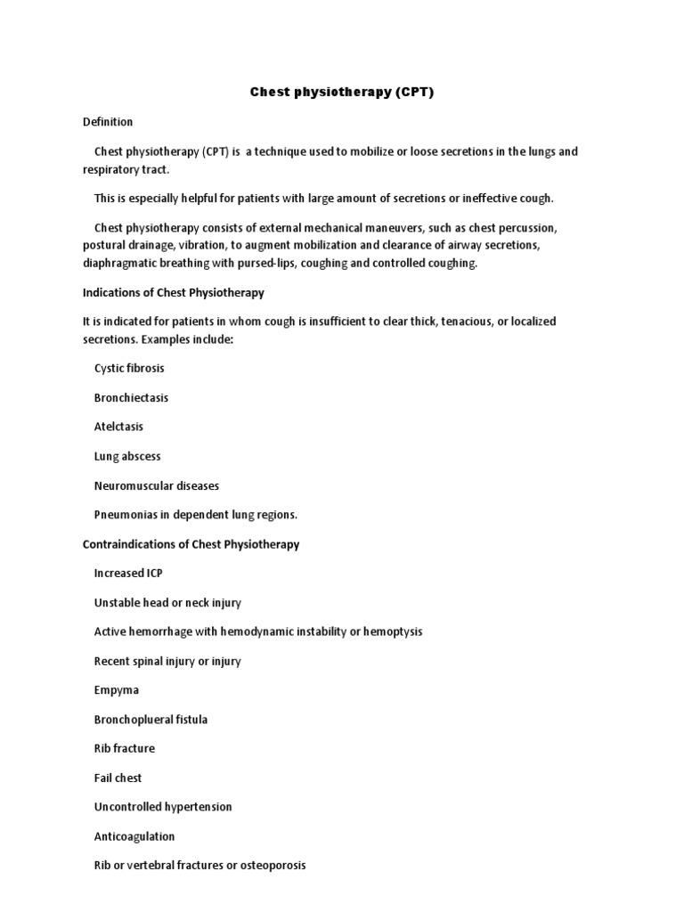 Chest Physiotherapy | PDF | Thorax | Pulmonology