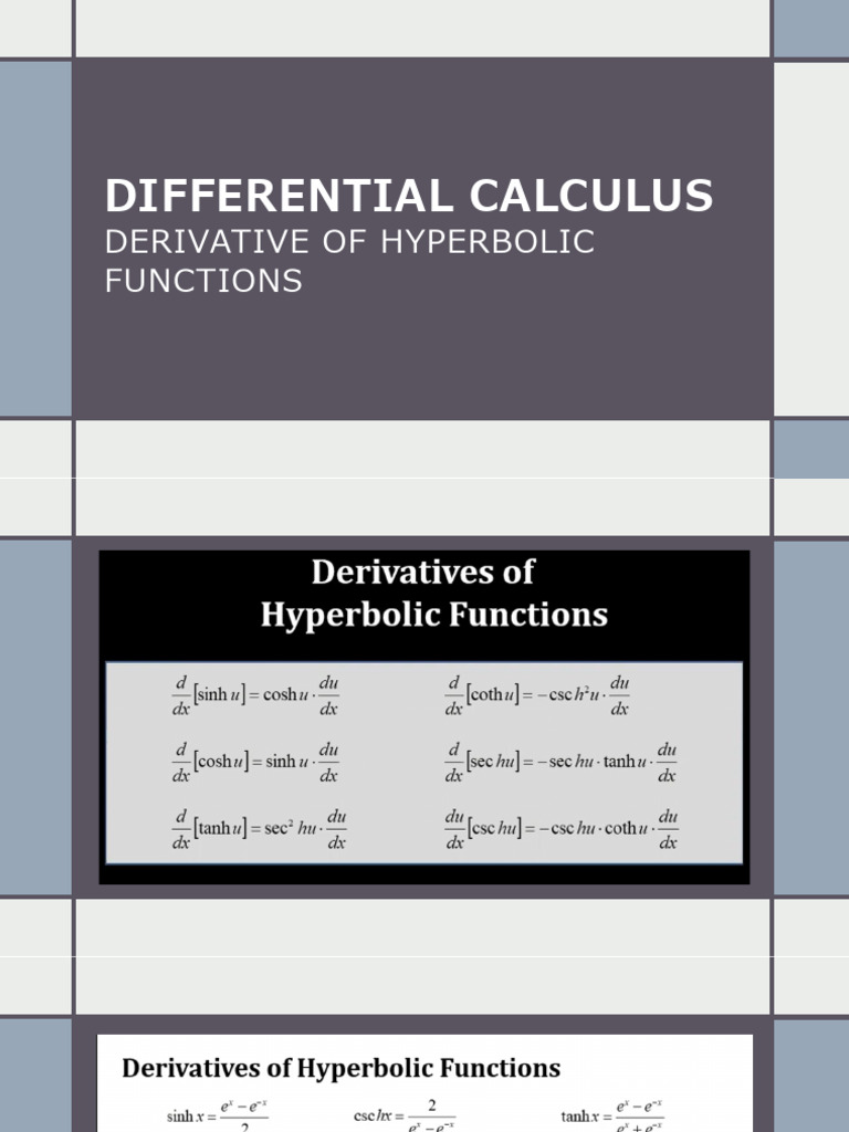 l10 Derivative of Hyperbolic Functions | PDF