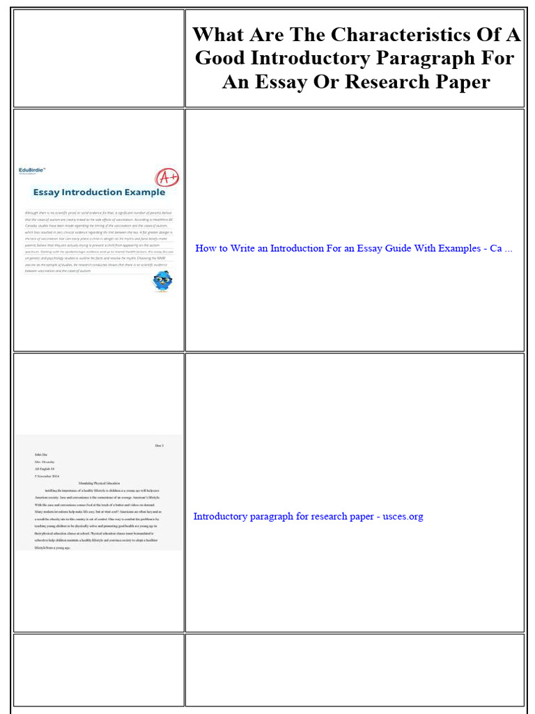 What Are the Characteristics of a Good Introductory Paragraph for an ...