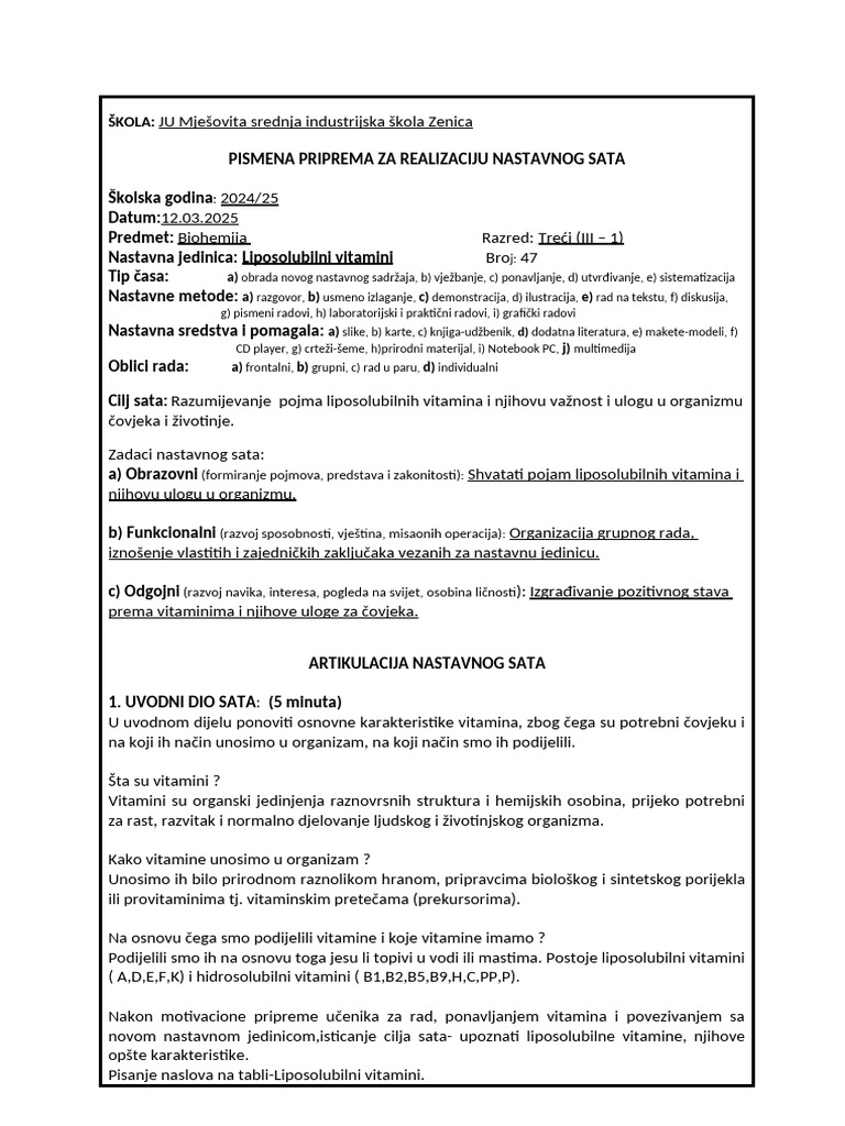Biohemija Priprema | PDF