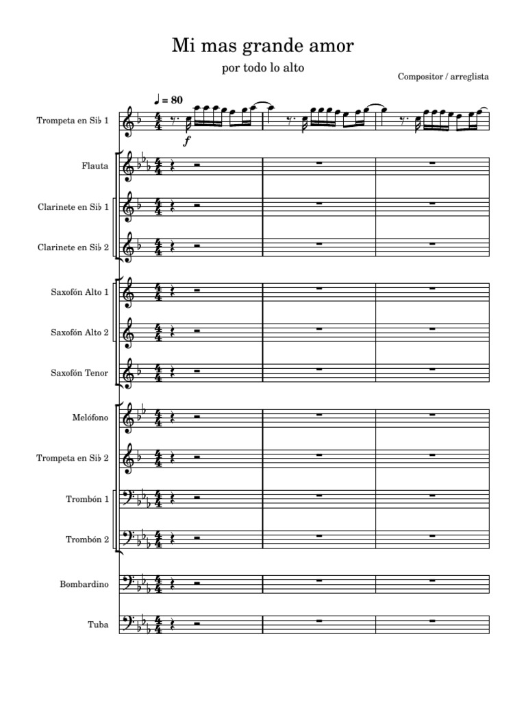 Partitura "Mi Más Grande Amor" | PDF | Saxofón | Organologia Elemental