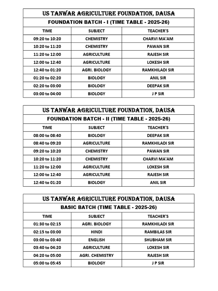 New Time Table (16.09.2025) | PDF