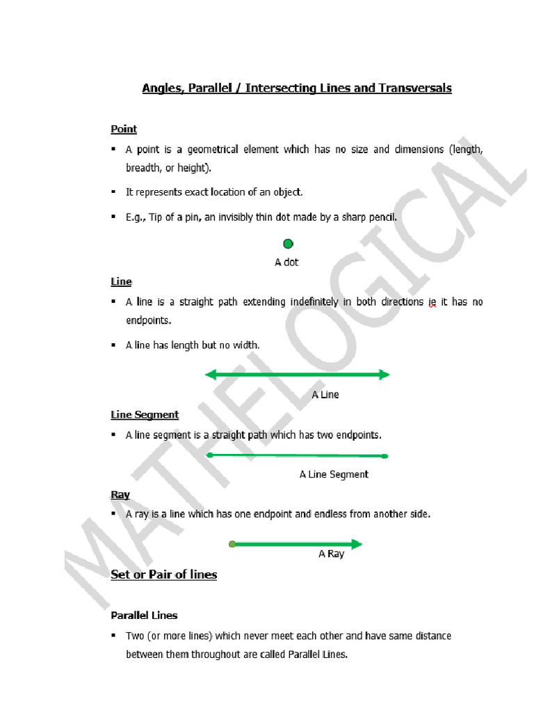 Notes-Lines ,Transversals and Angles | PDF