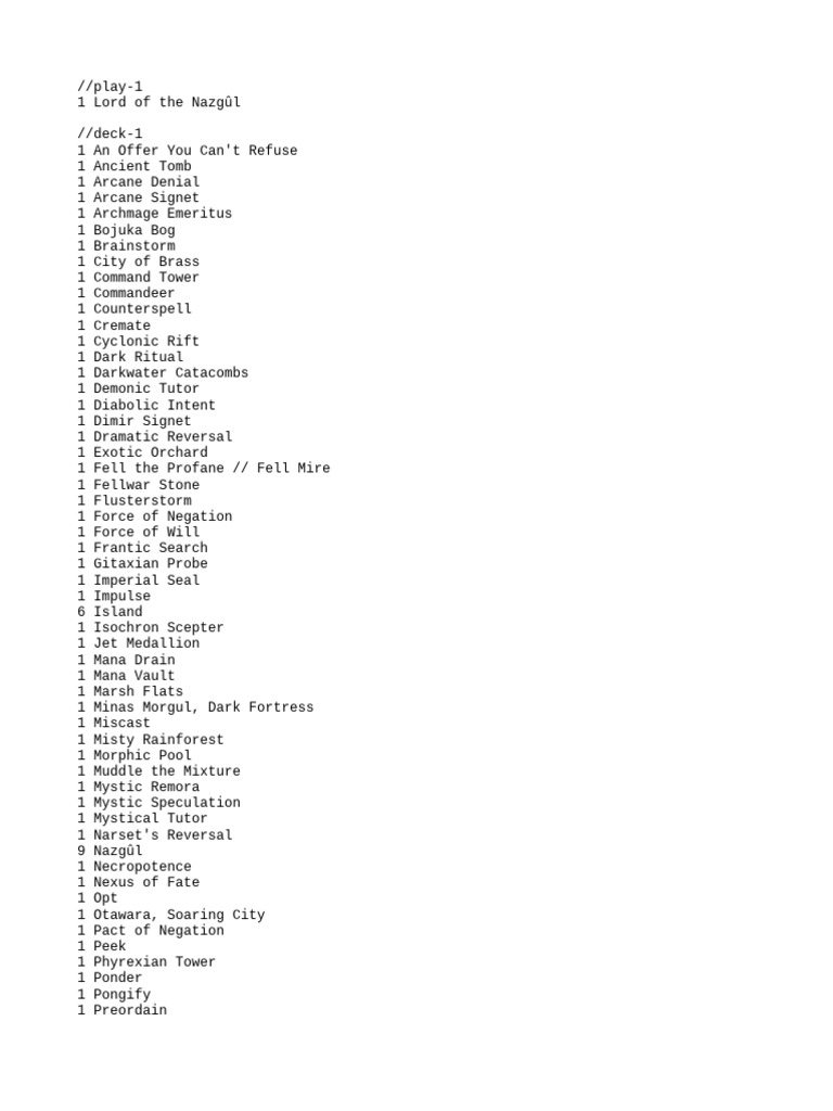 Nazgûl Commander Deck List | PDF