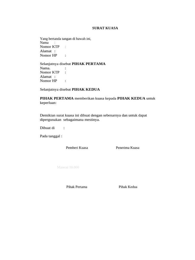 Form Surat Kuasa Resmi | PDF