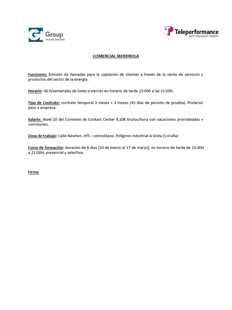 Hoja Condiciones Coruña | PDF