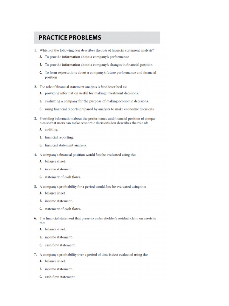 Module 1 Practice QandA - Major Financial Statements | PDF