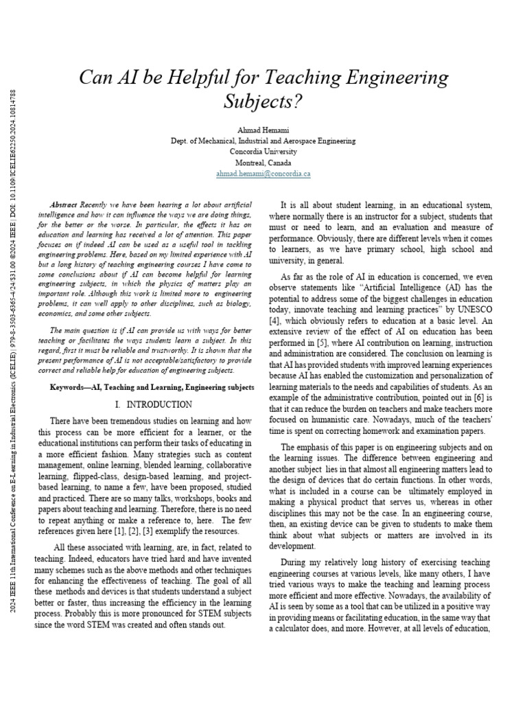 AI's Role in Engineering Education | PDF | Force | Artificial Intelligence