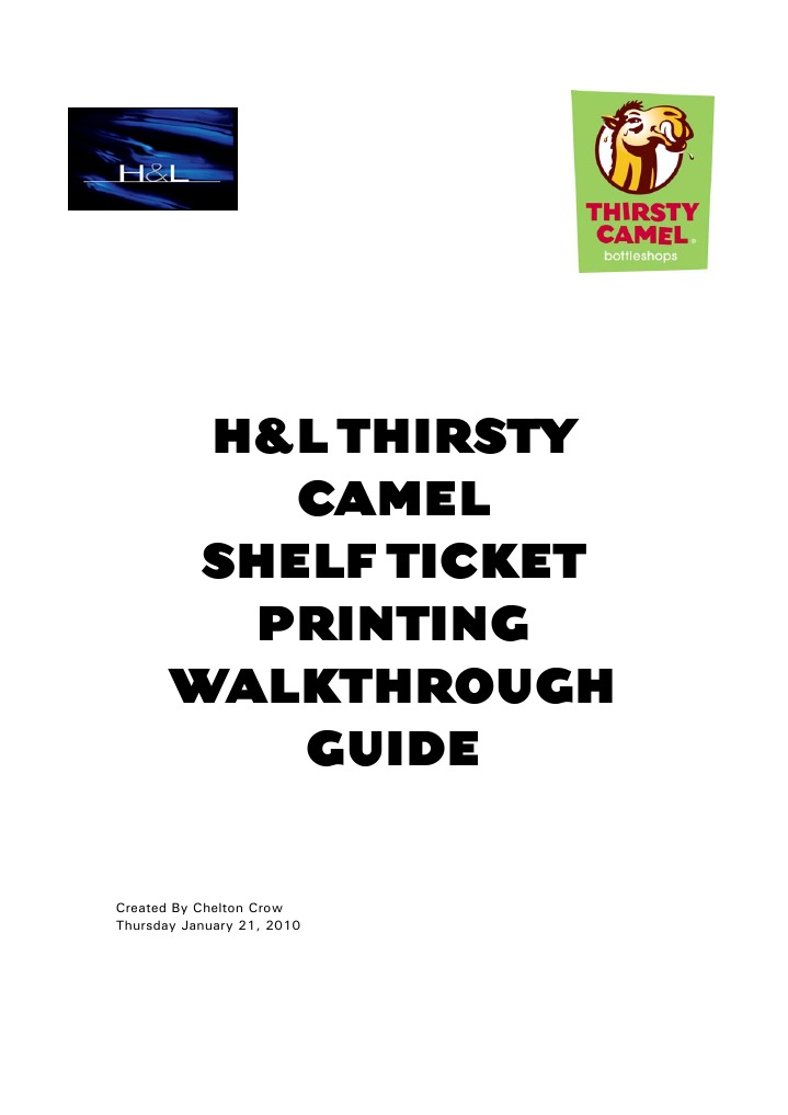 H&L Shelf Ticket Printing Instrucitons | PDF