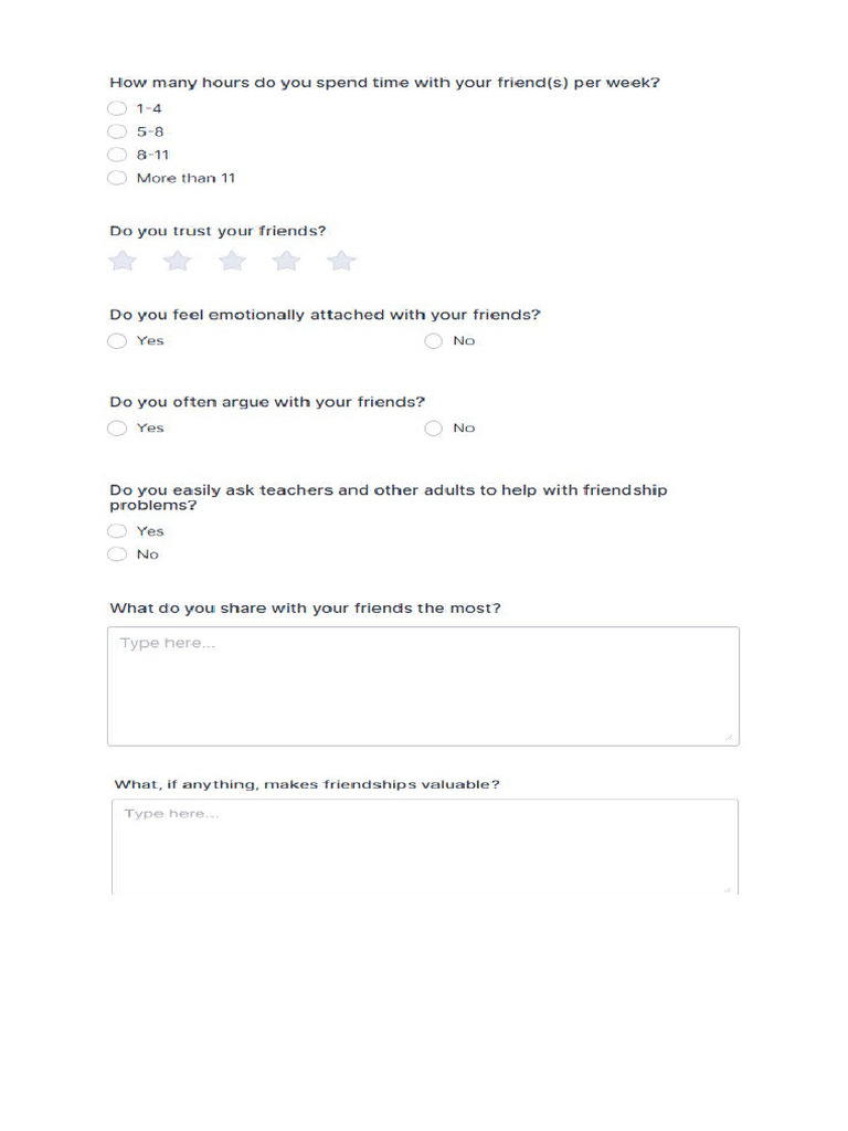 Friendship Survey Page 2 | PDF