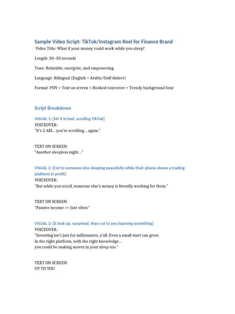 Financial Freedom Video Script Example | PDF
