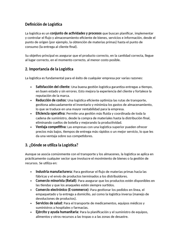 Definición de Logística | PDF | Logística | Negocios económicos
