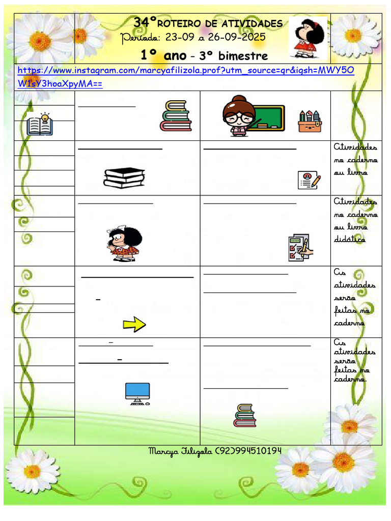 1º ANO 34º ROTEIRO SEMANAL DE 23 09 A 26 09 2 250921 135632 | PDF ...