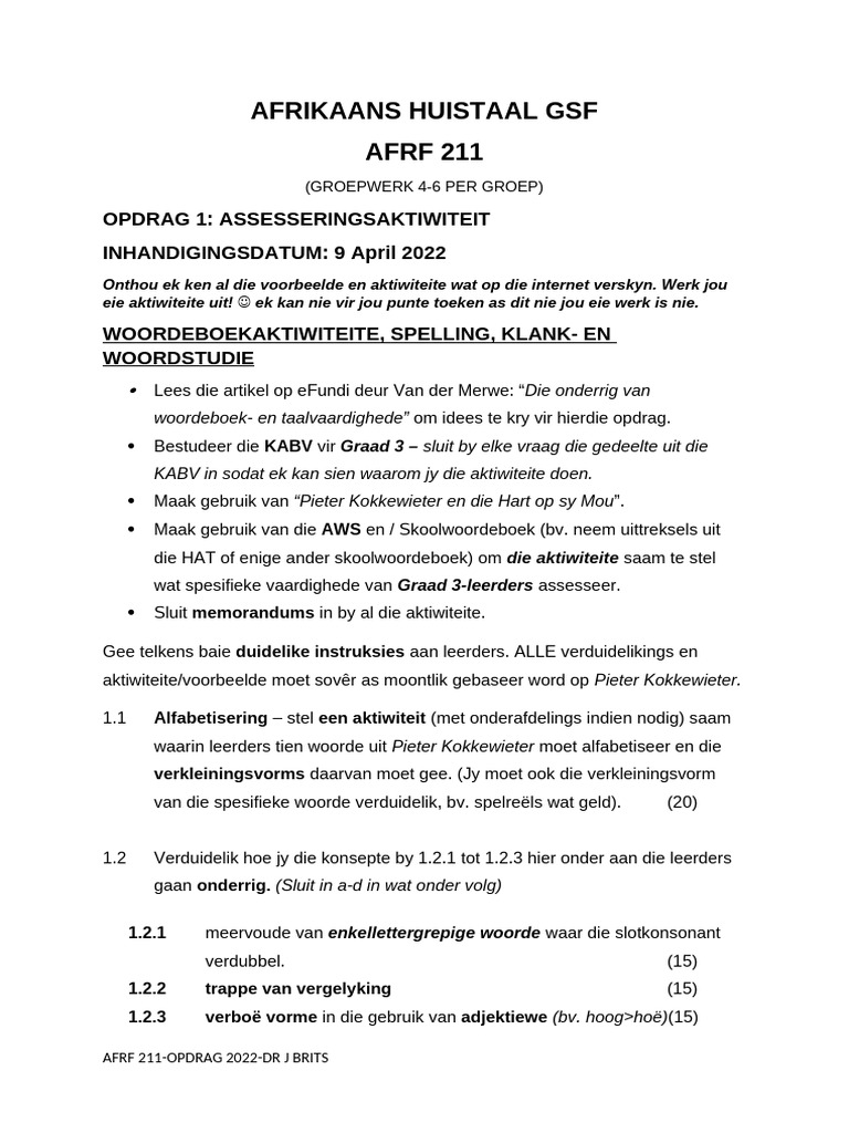 Afrf 211 - GSF Opdrag 2022 | PDF
