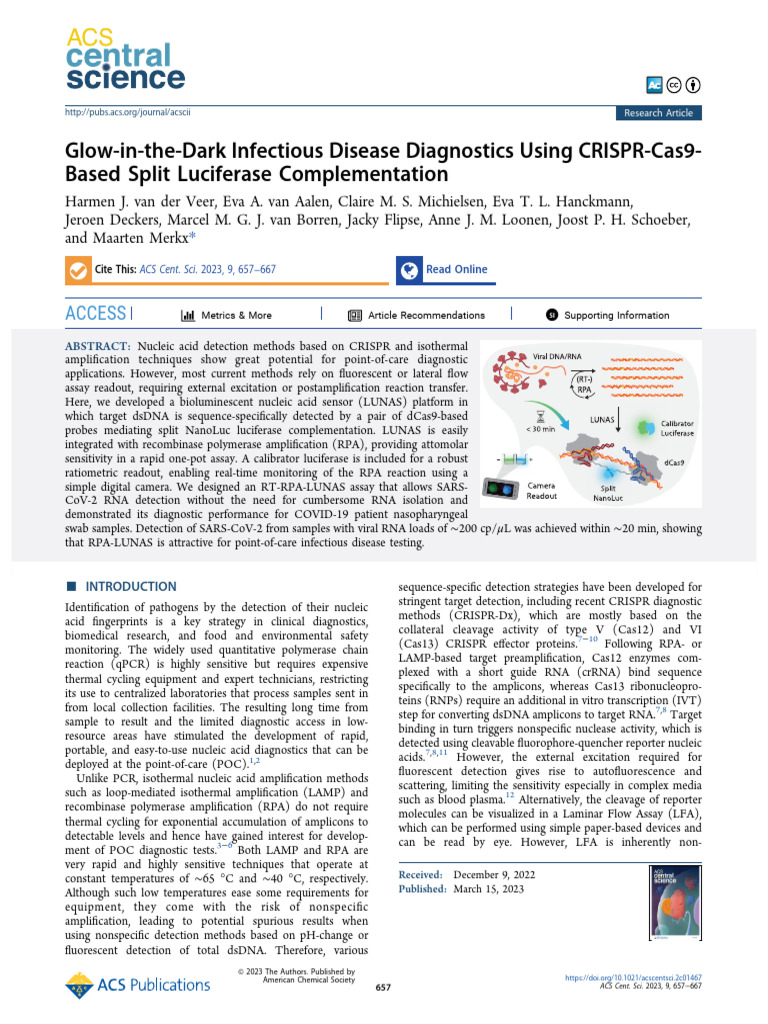 Van Der Veer Et Al 2023 Glow in The Dark Infectious Disease Diagnostics ...