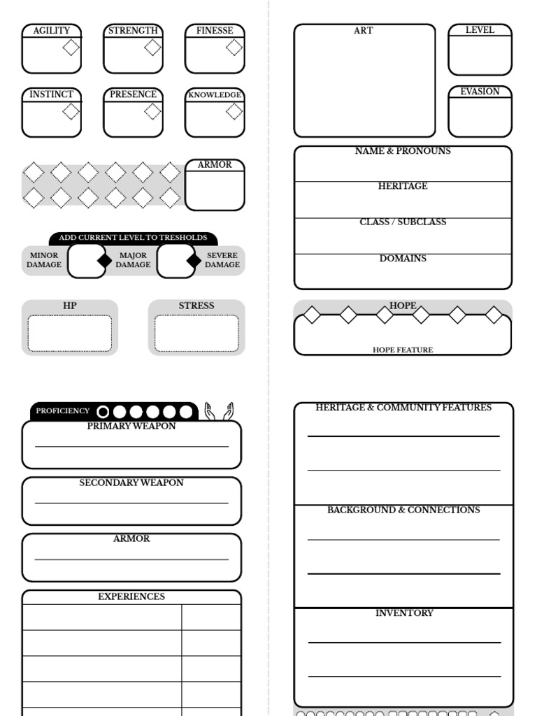 Folded DH Character Sheet | PDF