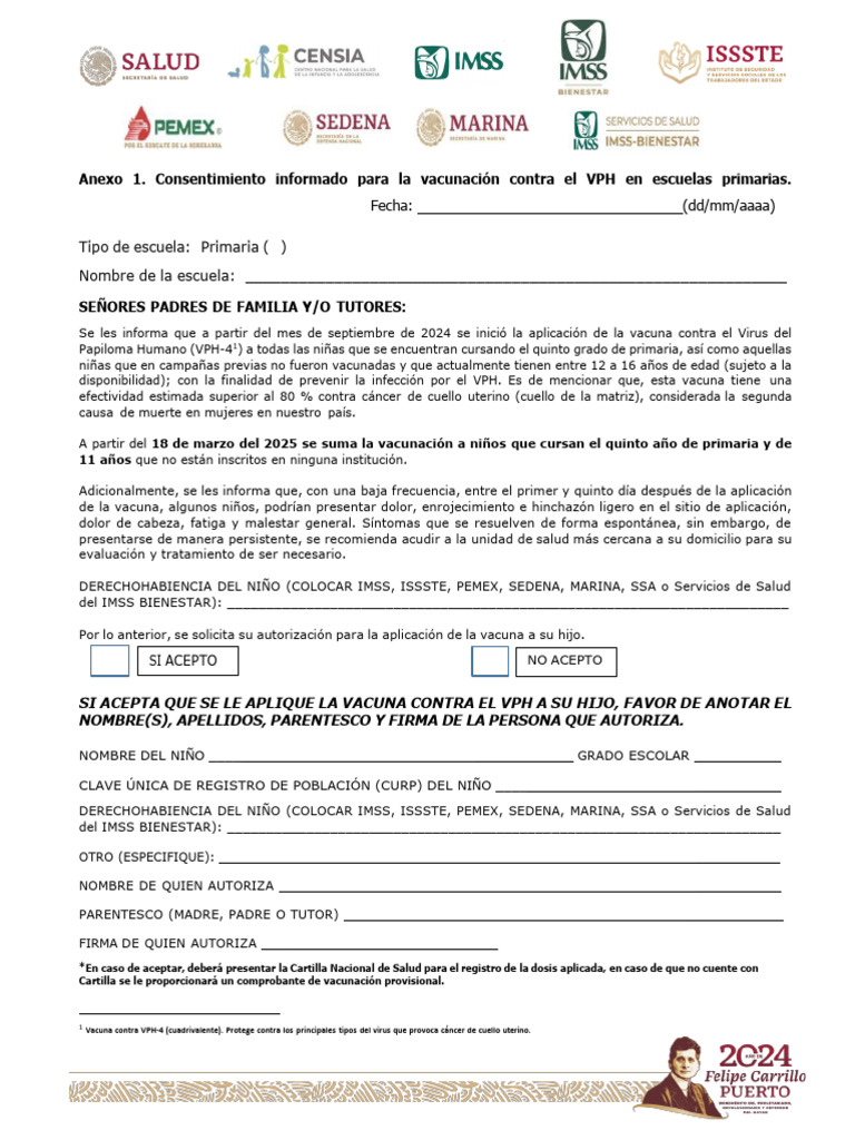 Consentimiento | PDF | Vacunas | Especialidades Medicas