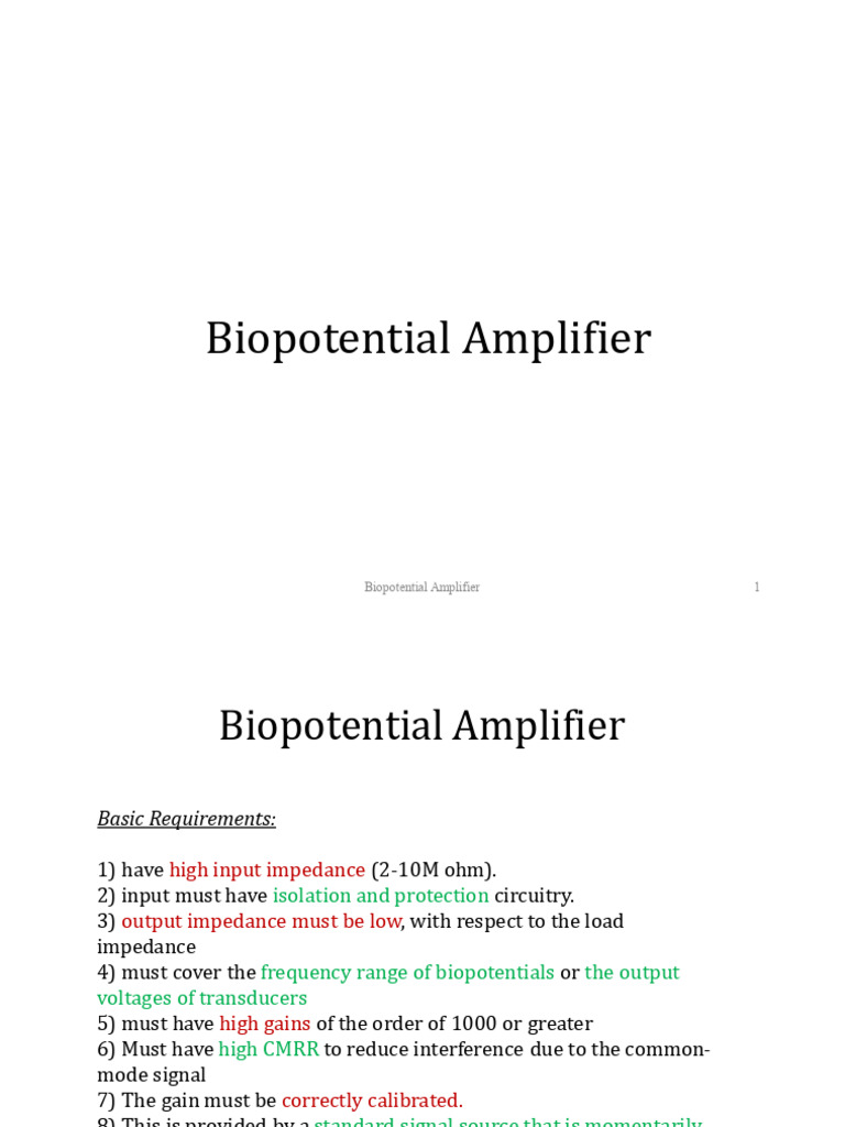 Biopotential Amplifier Requirements Guide | PDF | Amplifier ...